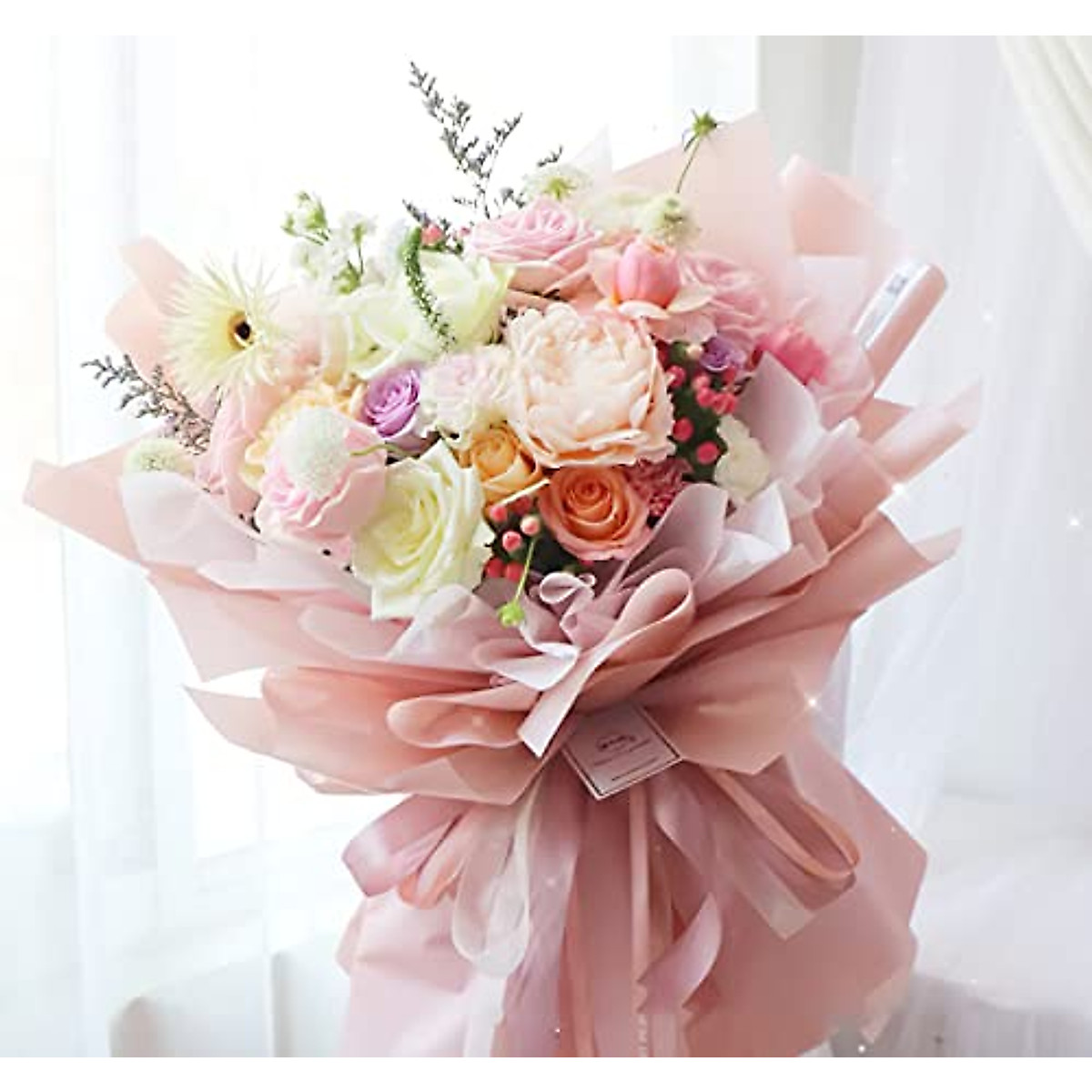 MY.XWFD Korean Style Flower Wrapping Paper Flower Bouquet Gift Wrapping Supplies 1 Roll 22.8 Inch X15 Yard (Khaki)