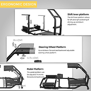 Marada Racing Sim Cockpit Stand Stable Frame Adapt to PXN, Thrustmaster, Logitech G29, G920, T300RS, T150 Height & Length Adjustable Simulation Steering Wheel Mount Shifter and Pedal Not Included