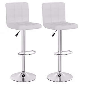 BestOffice Counter Height Bar Stool Set of 2 Barstools Modern Swivel Bar Stool Hydraulic Home Kitchen Stools Height Adjustable PU Leather Bar Chairs Dining Room Chairs