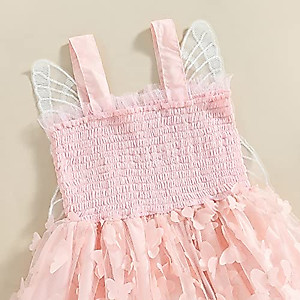 Toddler Baby Girl Butterfly Wings Dress Kids Girls Tulle Butterfly Wing Skirt Princess Sleeveless Birthday Tutu Party Dress (A Pink, 6-12 Months)