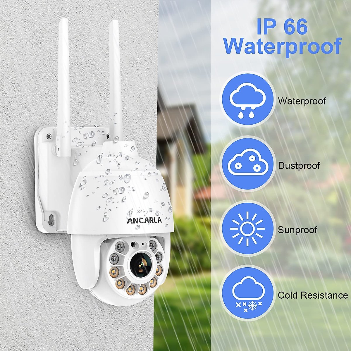 Security Camera WIFI Wireless 360° View Smart Home Surveillance Cameras with Motion Detect,Color Night Vision,Two Way Talk,Human body Auto Tracking,The Camera need to connect to the DC12V power supply