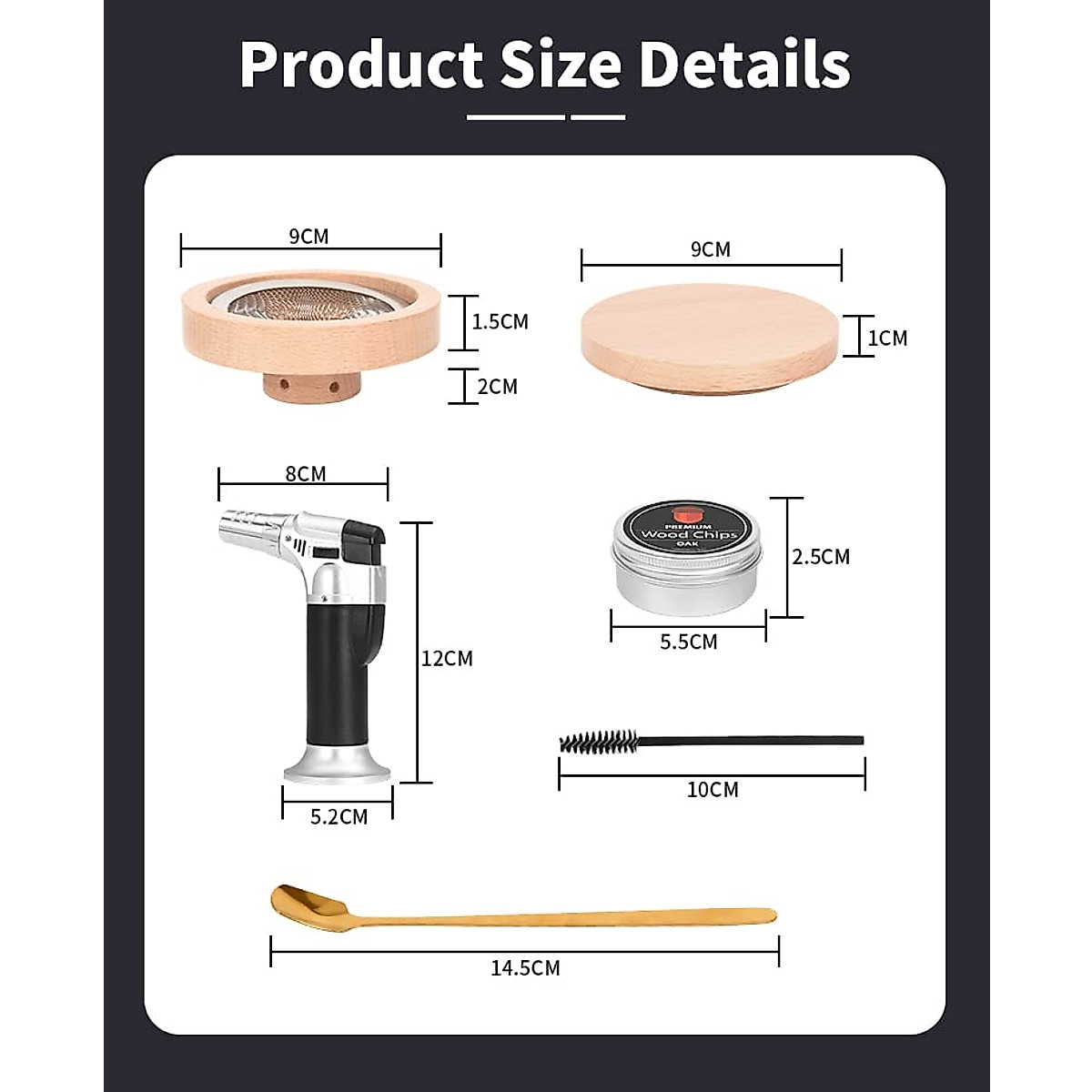 Cocktail Smoker Kit with Torch,whiskey smoker kit with Four Flavors Wood Smoked Chips，Bourbon Smoker Kit For Whiskey,Drink,Bourbon，Old Fashioned Smoker Kit For Men, Dad, Husband (Without Butane)