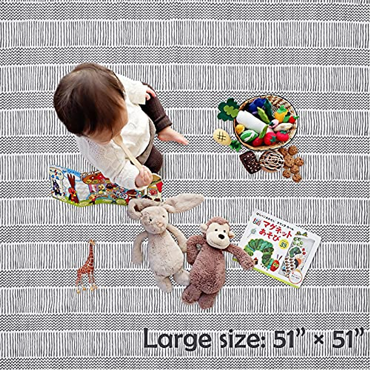 Splat Mat for Under High Chair/Arts/Crafts, Triluby 51" Waterproof Non Slip Food Splash Mat for Eating Mess, Washable Weaning Mat Reusable Spill Floor Protector (Stripe)