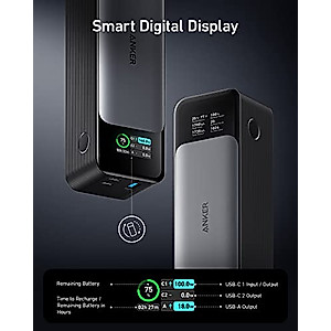 Anker 737 Power Bank (PowerCore 24K), 24,000mAh 3-Port Portable Charger with 140W Output, Smart Digital Display, Compatible with iPhone 14/13 Series, Samsung, MacBook, Dell, AirPods, and More