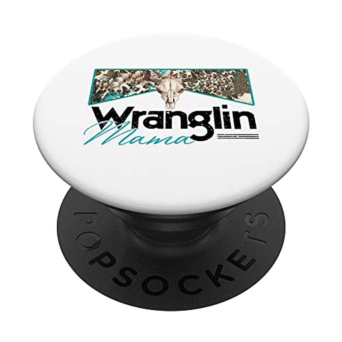 Retro Cowhide Bull Skull Wrangling Mama Western Country Girl PopSockets Swappable PopGrip