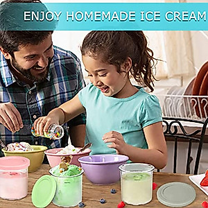 GHQYP Creami Pint Containers, for Ninja Creami Deluxe Pints, Creami Pints Reusable,Leaf-Proof Compatible with NC299AMZ,NC300s Series Ice Cream Makers,Gray-2PCS