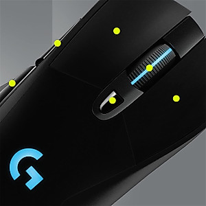 Logitech G703 Lightspeed Pro-Grade Wireless Gaming Mouse, 16000 DPI, RGB, Adjustable Weights, 6 Programmable Buttons, On-Board Memory, Long Battery Life, PC/Mac - Black