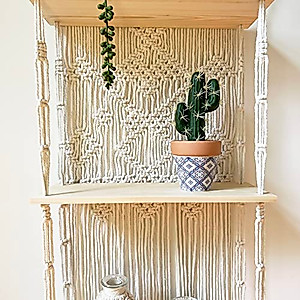 M MANUAL Macrame Wall Hanging Shelf - 3 Tier Wall Shelves Boho Wall Decor Storage Shelf for Bathroom Bedroom Living Room Large Handmade Boho Home Decor Bedroom Living Room Handmade Boho Home Decor