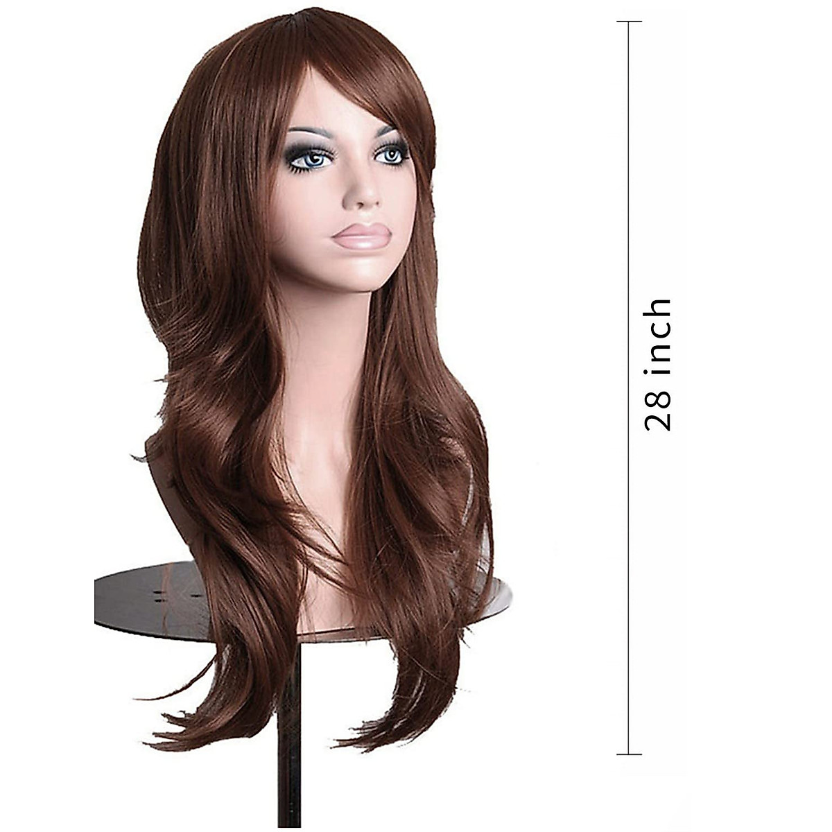 AneShe Wigs 28" Long Wavy Hair Heat Resistant Cosplay Wig for Women (Dark Brown)