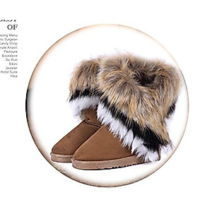 Gaorui Warm Fur Winter Boots for Women - Stylish Womens Winter Boots Mid Calf Ankle Boots Faux Fur Tassel Shoes