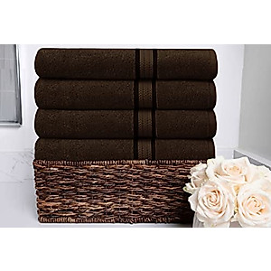 COTTON CRAFT Ultra Soft Oversized Bath Towels - 4 Pack Extra Large Bath Towels - 30x54 - Absorbent Everyday Luxury Hotel Spa Gym Shower Beach Pool Camp Dorm - 100% Cotton - Easy Care - Chocolate Brown