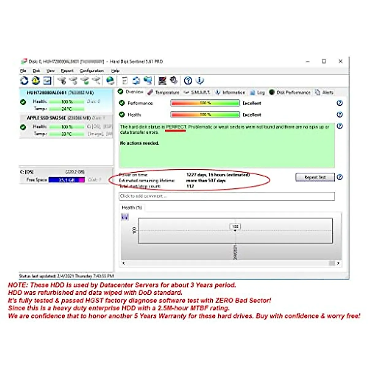 HGST Ultrastar He8 HUH728080ALE601 8TB 7200RPM 128MB Cache SATA 6.0Gb/s 3.5inch Enterprise Hard Drive - 5 Year Warranty (Renewed), Mechanical Hard Disk