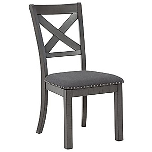 Signature Design by Ashley Myshanna Dining UPH Side Chair (2/CN), 20"W x 24"D x 38"H, Antique Gray