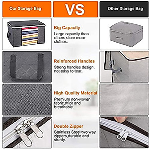 Clothing Storage Bag,Large Capacity Clothes Storage Bag Organizer with Reinforced Handle Thick Fabric for Comforters,Blankets,Bedding,Foldable with Sturdy Zipper, 90L 1-Pack,Clear Window