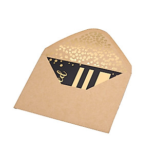 Chriz.Z Invitation Cards - 50-Count 4" x 6" Black Invitation Cards ‘’You Are Invited’’ in Gold Foil with 52 Gold Confetti Foil Kraft Envelopes – For Wedding, Bridal Shower, Baby Shower, Birthday