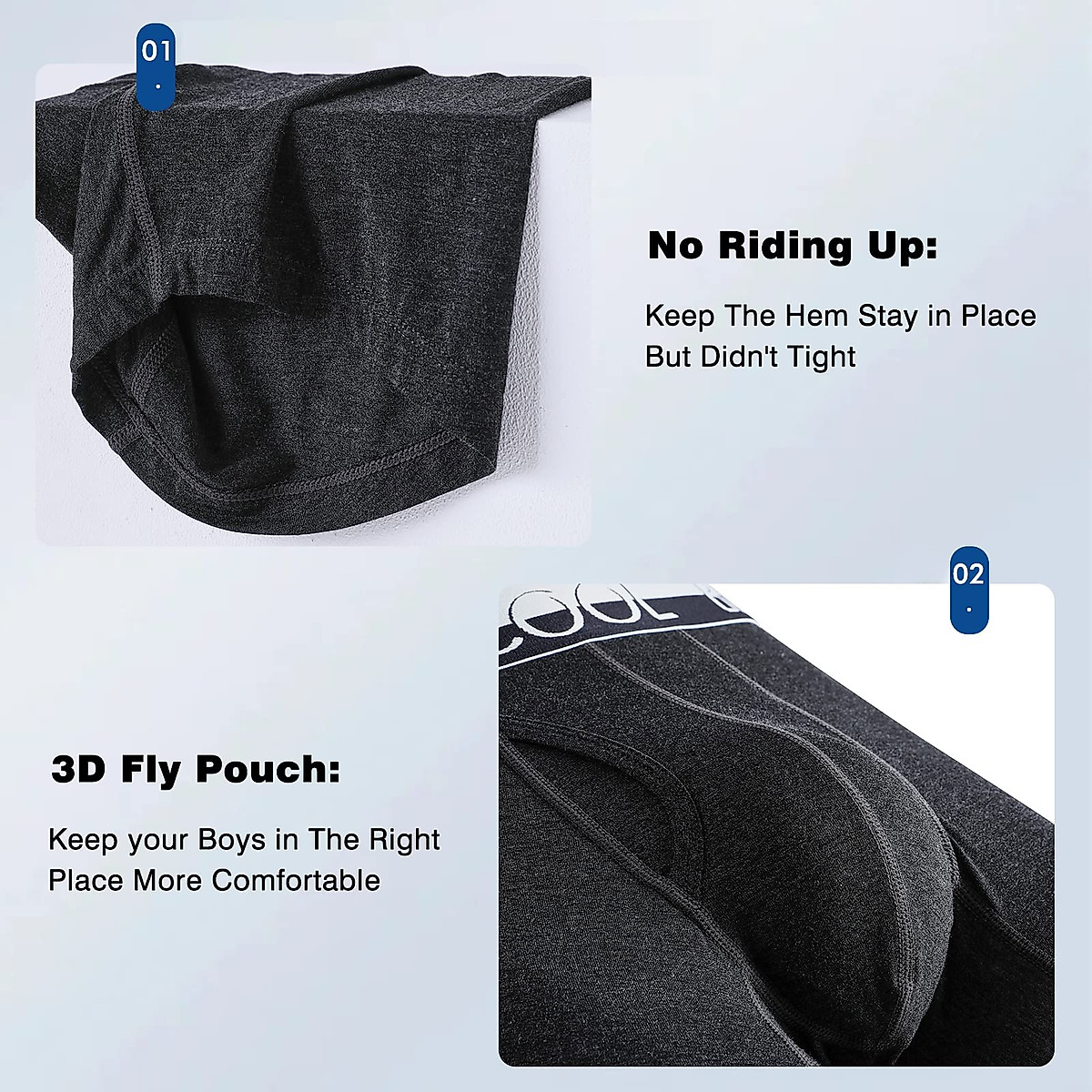 BAMBOO COOL Men’s Underwear Soft Breathable Boxer Briefs for Men Underwear