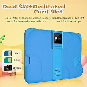 HEEPDD Reading Tablet Blue Octacore CPU Dual Camera HD IPS Screen 4GB RAM 128GB ROM 7 Inch Tablet for Study (Blue)