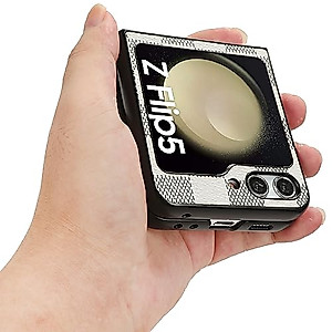 HZSANXIN Compatible with Samsung Galaxy Z FLIP 5 Case Full Cover Ultra Thin Matte Anti Slip Scratch Resistant Fashionable and Durable Leather Checkered Pattern Back Shell (White)