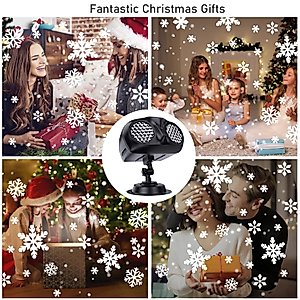 LUOWAN Christmas Snowflake Projector Lights, Waterproof LED Snowfall Spotlight Projector with Remote Control, Upgrade Rotating LED Snowfall Projection Lamp for Halloween Xmas Party Holiday Garden