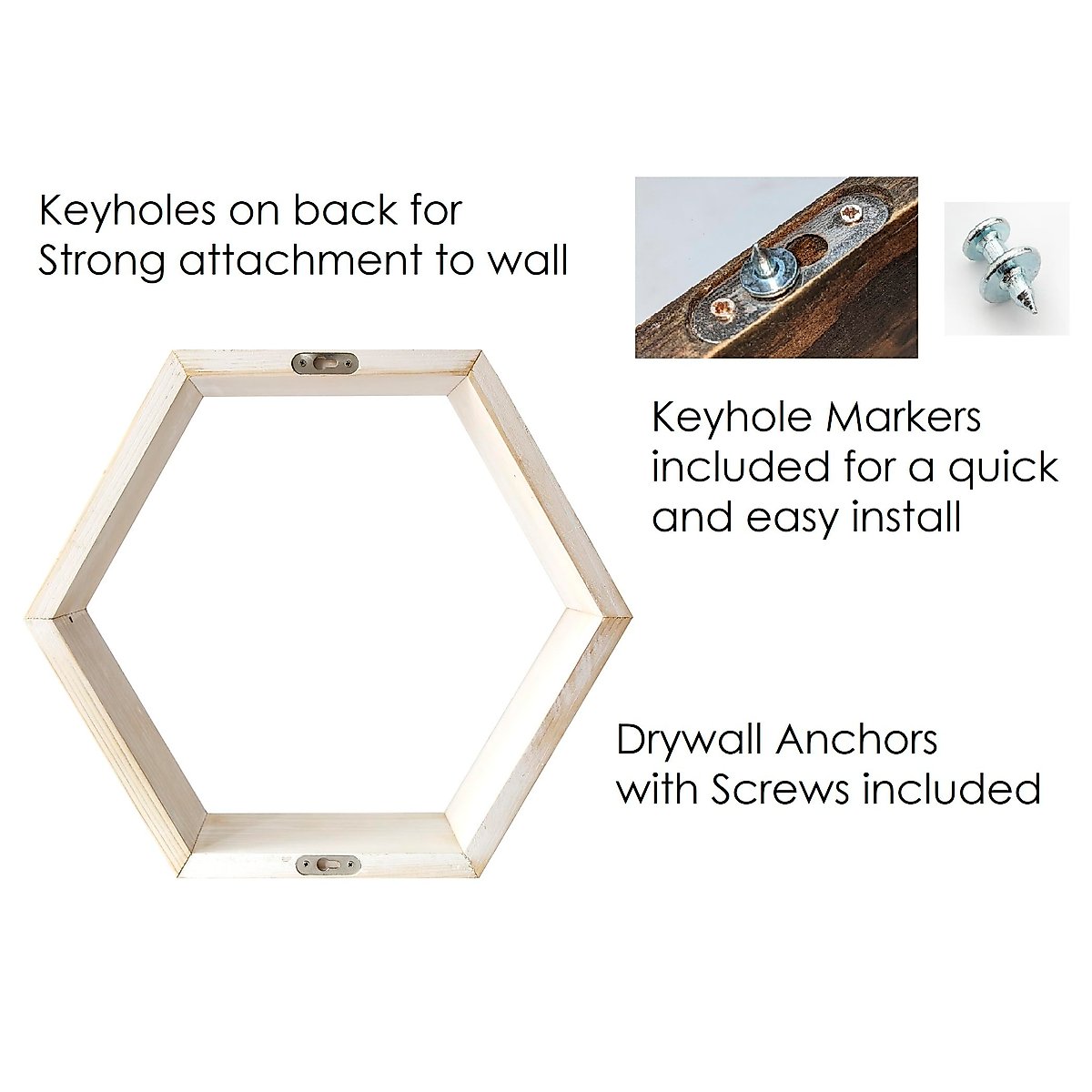 Farm and Posh Large Hexagon Floating Shelves Set of 4 – Honeycomb Shelf, Crystal Display Shelf, Wood Hexagon Wall Shelves, Farmhouse Display Shelves for Hexagon Wall Decor (Dark Walnut)