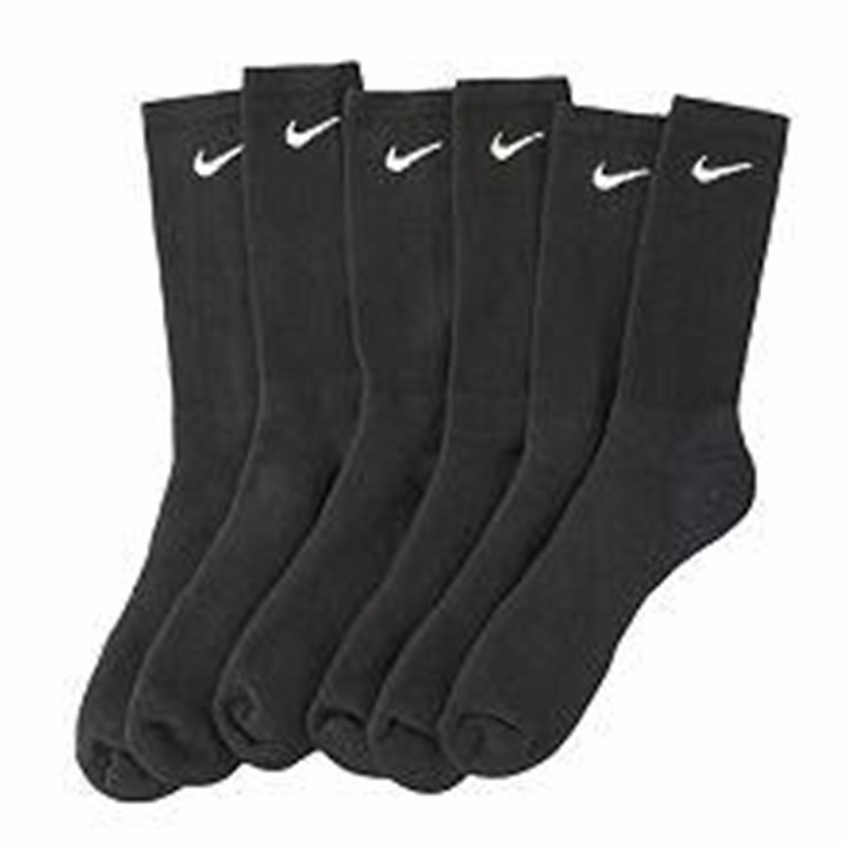 Nike Men's Soft-Dry Moisture Wicking Performance Crew Socks 6 Pack, Black, Men's shoe 8-12 /Large