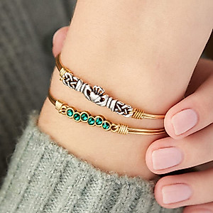 Luca + Danni Claddagh Bangle Bracelet, Irish Friendship Jewelry Gift for Women, Girls, Wear as Single or for Stacking (Silver, Regular)