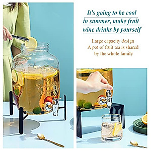 Berglander Glass Beverage Dispenser, 1 Gallon Drink Dispenser for Parties with Leak-proof Faucet, Convenient Wide Mouth And Stainless Steel Lid Seals Securely to Keep Your Beverages Fresh