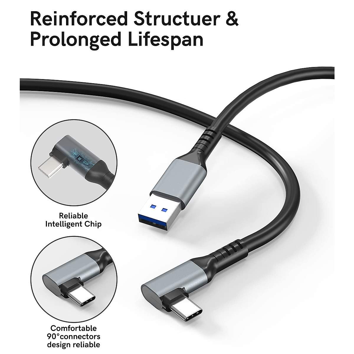 YCCTEAM 16FT Link Cable for PC Steam VR Headset, USB 3.2 Gen1 High Speed Data Transfer & 3A Fast Charging Cable for VR Headset and Gaming PC