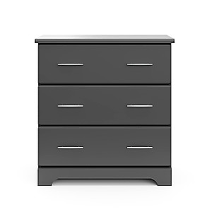 Storkcraft Brookside 3 Drawer Dresser (Gray) – Baby and Kids Bedroom Organizer, Nursery Chest, Storage Dresser With Drawers, Universal Design