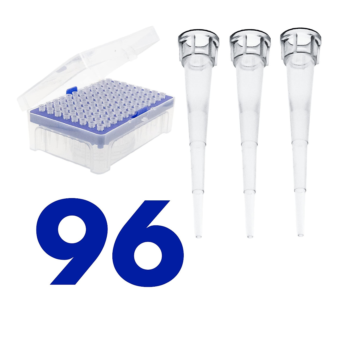 Kashi Scientific 10 uL Universal Racked Laboratory Pipette Tips, Sterile Dnase/Rnase Free, Pyrogen Safe [10ul, Non-Filtered, 96 Tips]
