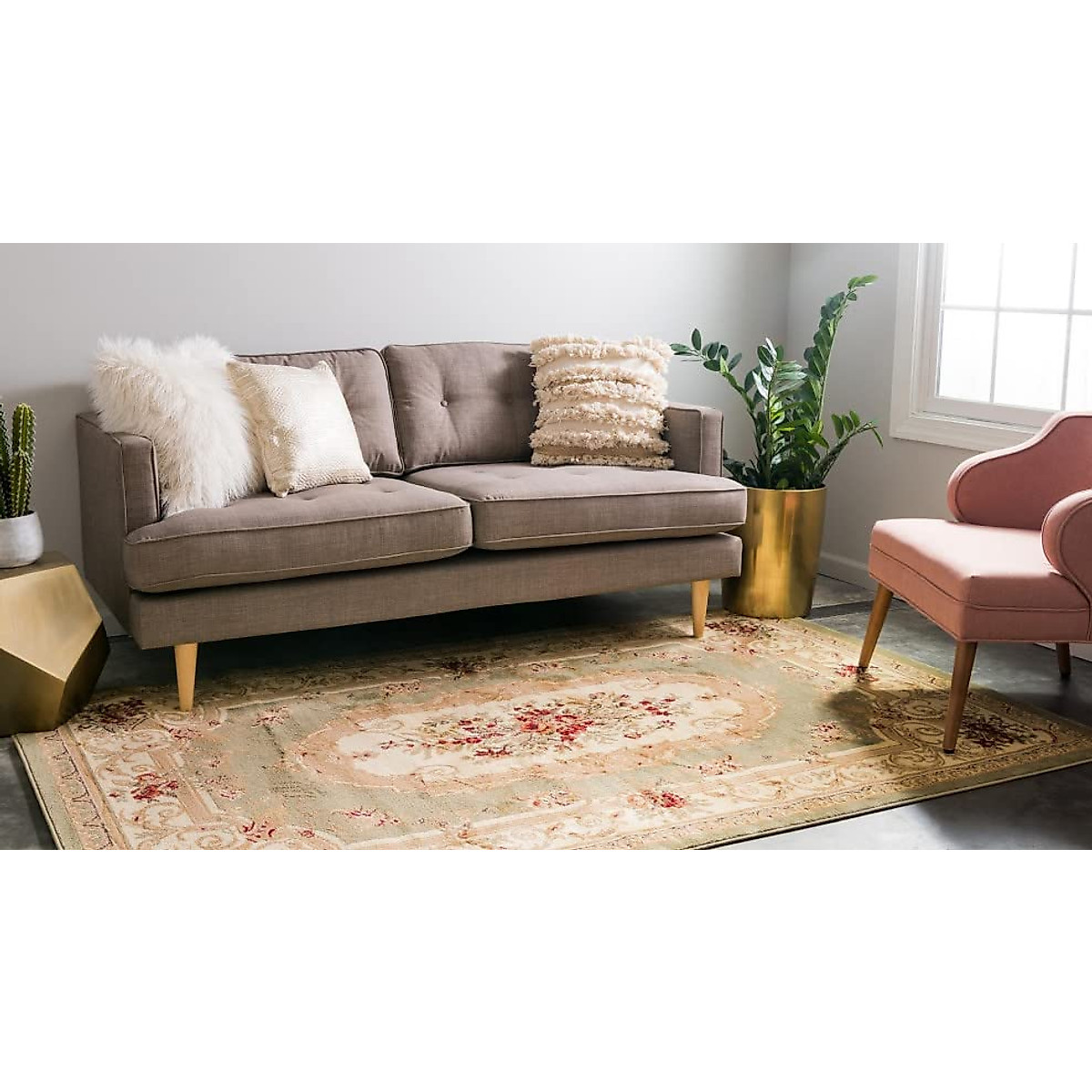 Unique Loom Versailles Collection Traditional Classic Floral Motif Area Rug (10' 0 x 13' 0 Rectangular, Green/ Ivory)