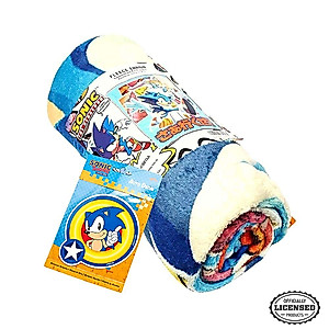 JUST FUNKY Sonic The Hedgehog Merch | Sonic The Hedgehog Fleece Throw Blanket & Vanilla Air Freshener Gift Set | Sonic and Tails Throw Blanket | 45 x 60 Inches | Officially Licensed Product