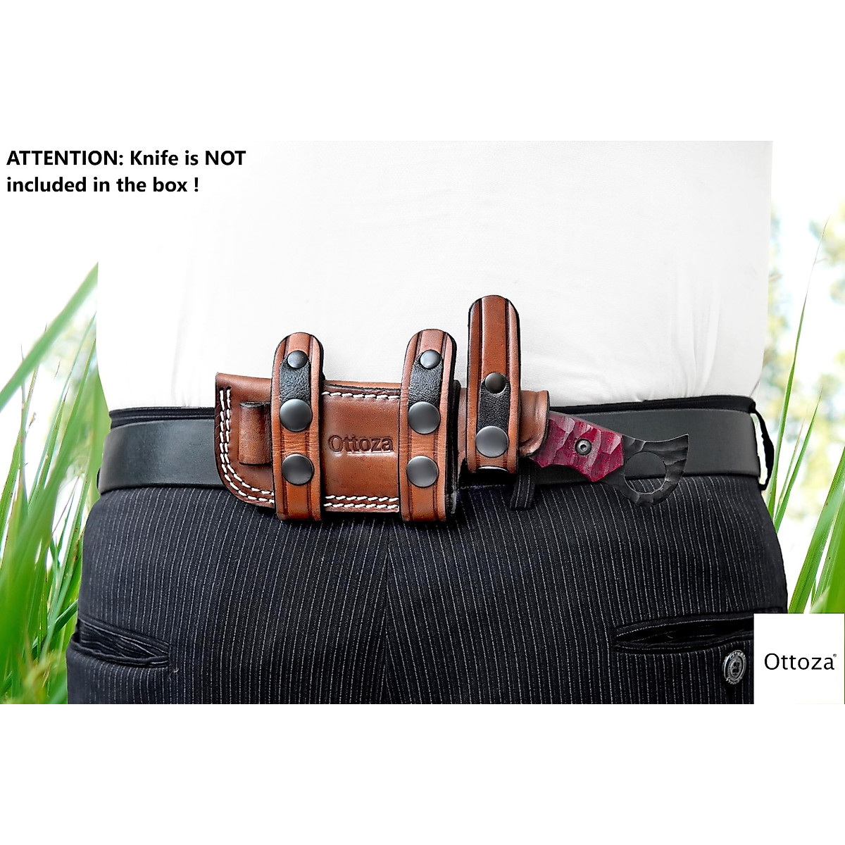 Ottoza Leather Knife Sheaths for Fixed Blade Knives, Small Knife Sheath RIGHT HAND Leather Knife Sheath for Belt, Leather Knife Holster Belt Knife Holder, Horizontal Knife Sheath for Belt No:126