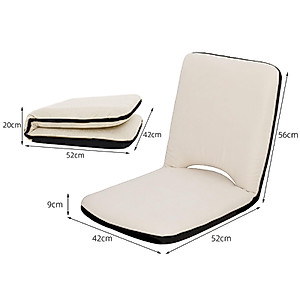 PBTMCD 5 Adjustable Position - Floor Chair with Back Support, Removable & Washable Linen Fabric Cover Living Room Folding Chair, Meditation Chairs (Color : White)