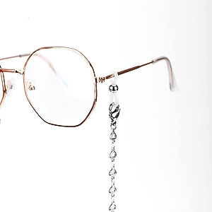 Eyeglass Chain Silver Stainless Steel Handmade Necklace for Reading Glasses Sunglass Beaded Chains for Men Women (2-Heart handmade chain)