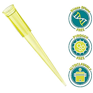 OIIKI 200ul Pipette Tips, 1000pcs Universal Liquid Pipettor Tips, Clear Yellow, DNase/RNase Free Disposable Pipette Pipettor Transfer Pipettes for Laboratory