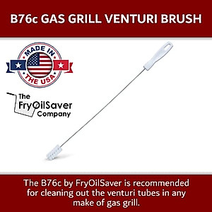 FryOilSaver Co, B76C, Gas Grill Venturi Brush, Venturi Tube Cleaning Brush, Spider Web Cleaner, Gas BBQ Burner Tube Cleaner