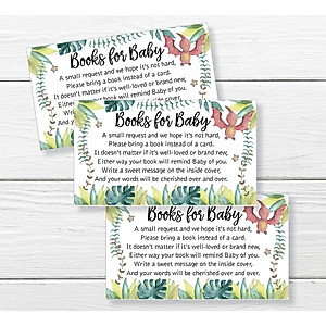 All Ewired Up 50 Books for Baby Request Insert Card for Boy Dinosaur Baby Shower Invitations or invites, Cute Bring A Book Instead of A Card Theme for Gender Reveal Party Story Games