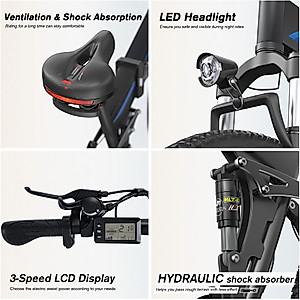 Wooken 26" x4.0 Fat Tire Electric Bike, Folding Electirc Bike for Mountain Commuter, 500W Motor 21.6 MPH, Ebikes for Adults with 48V/10.4Ah Removable Battery, Suspension Fork, 21 Speed Ebike