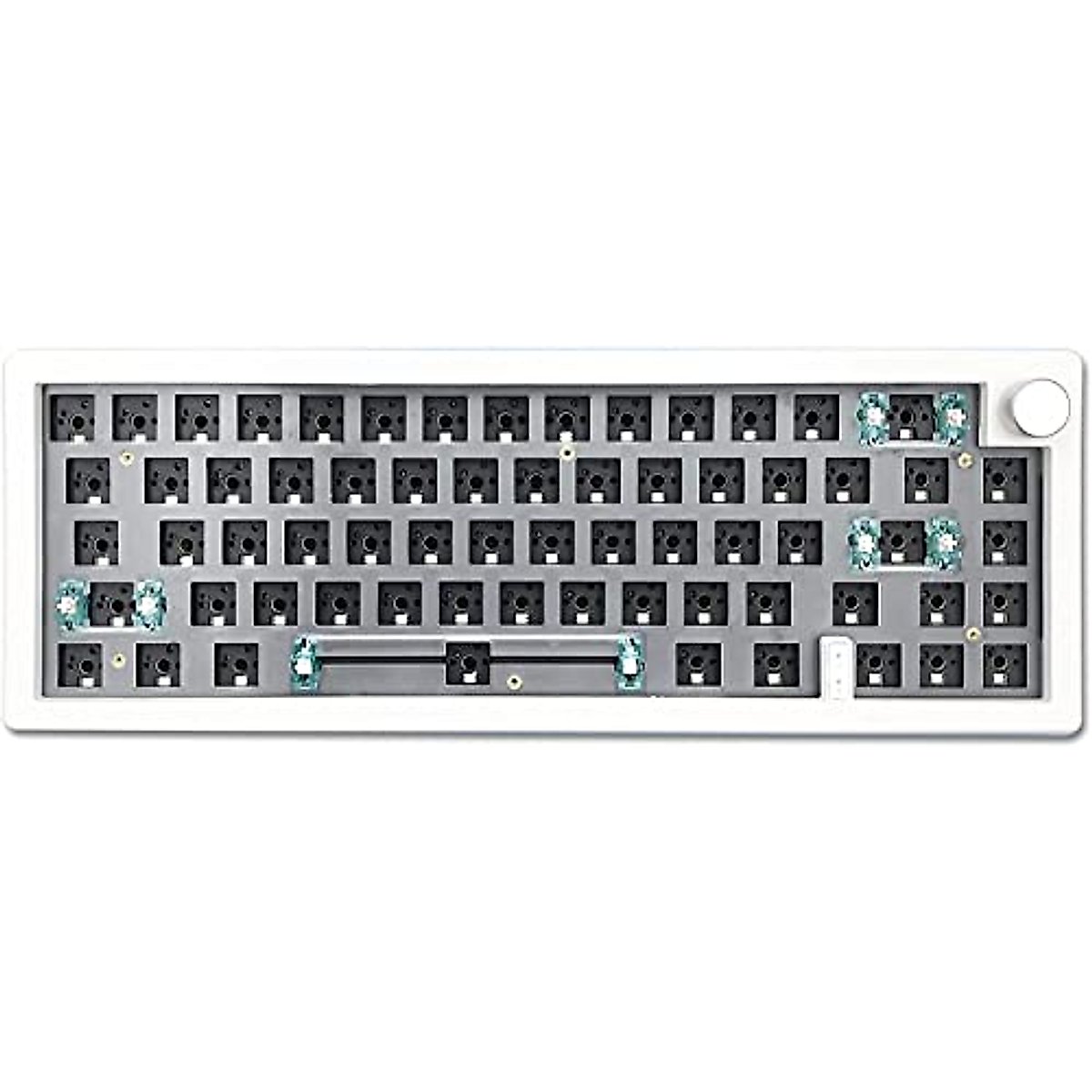 BOYI GMK67-65% Barebones Keyboard Kit,Hot Swap BT5.0/2.4G/Type-C Tri-Mode Wireless RGB Mechanical Keyboard PCB Mounting Kit with Silicone Pad,South-Facing LEDs Customized Keyboard Kit(White+Knob)
