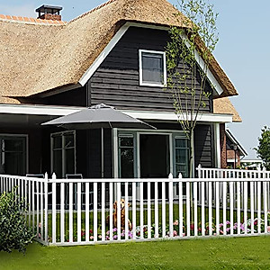 Elevens 30"H x 60"W Garden Fence Outdoor Fence Panel, Decorative Vinyl Picket Fence No Dig Fence,Fencing for Yard Patio (White-1 Panel）