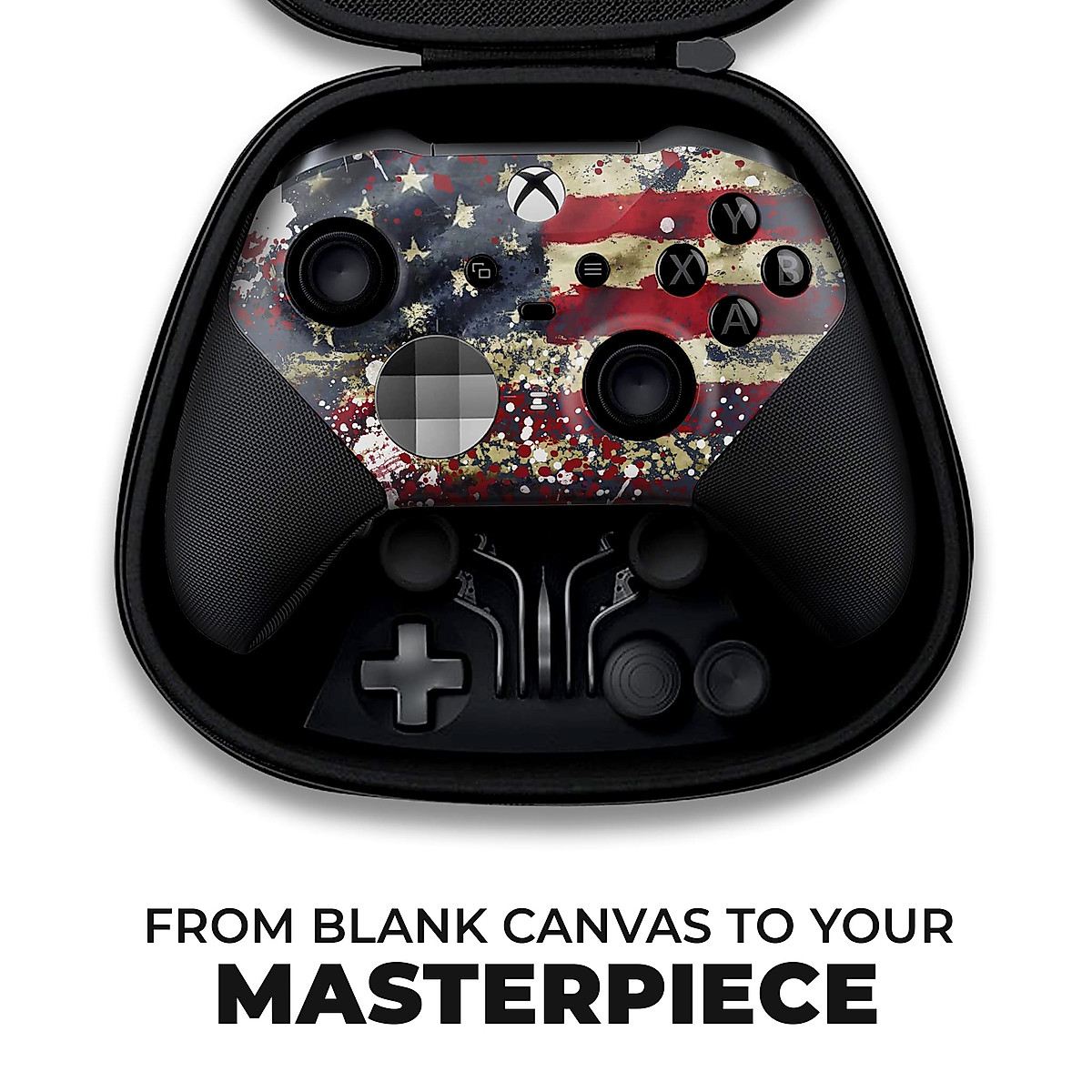 Tattered Flag X-box Elite Controller Series 2 Limited Edition by DreamController. Custom Elite Series 2 Controller for X-box One/Series X/S. with Advanced Hydro-Dip Paint Technology (Not Just a Skin)