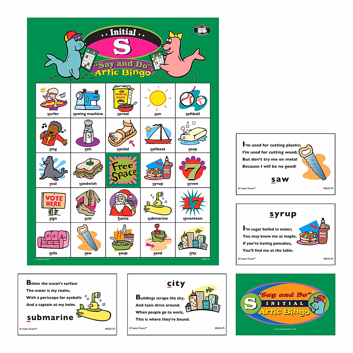 Say and Do Artic Bingo Sound Game Letter “S” - Super Duper Educational Learning Toy for Kids