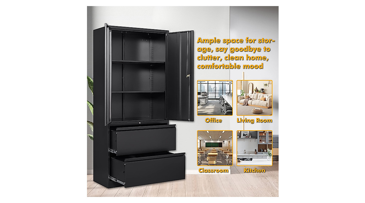 Versatile Metal File Cabinet with Lock & Adjustable Shelves