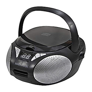 Magnavox MD6924 Portable Top Loading CD Boombox with AM/FM Stereo Radio in Black | CD-R/CD-RW Compatible | LED Display | AUX Port Supported | Programmable CD Player |