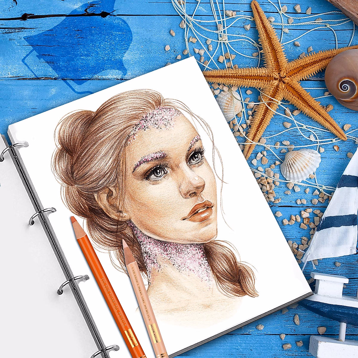 MISULOVE Professional Colour Charcoal Pencils Drawing Set, Skin Tone Colored Pencils, Pastel Chalk for Sketching, Drawing, Shading, Coloring, Layering & Blending for Beginners & Artists(12 Colors)