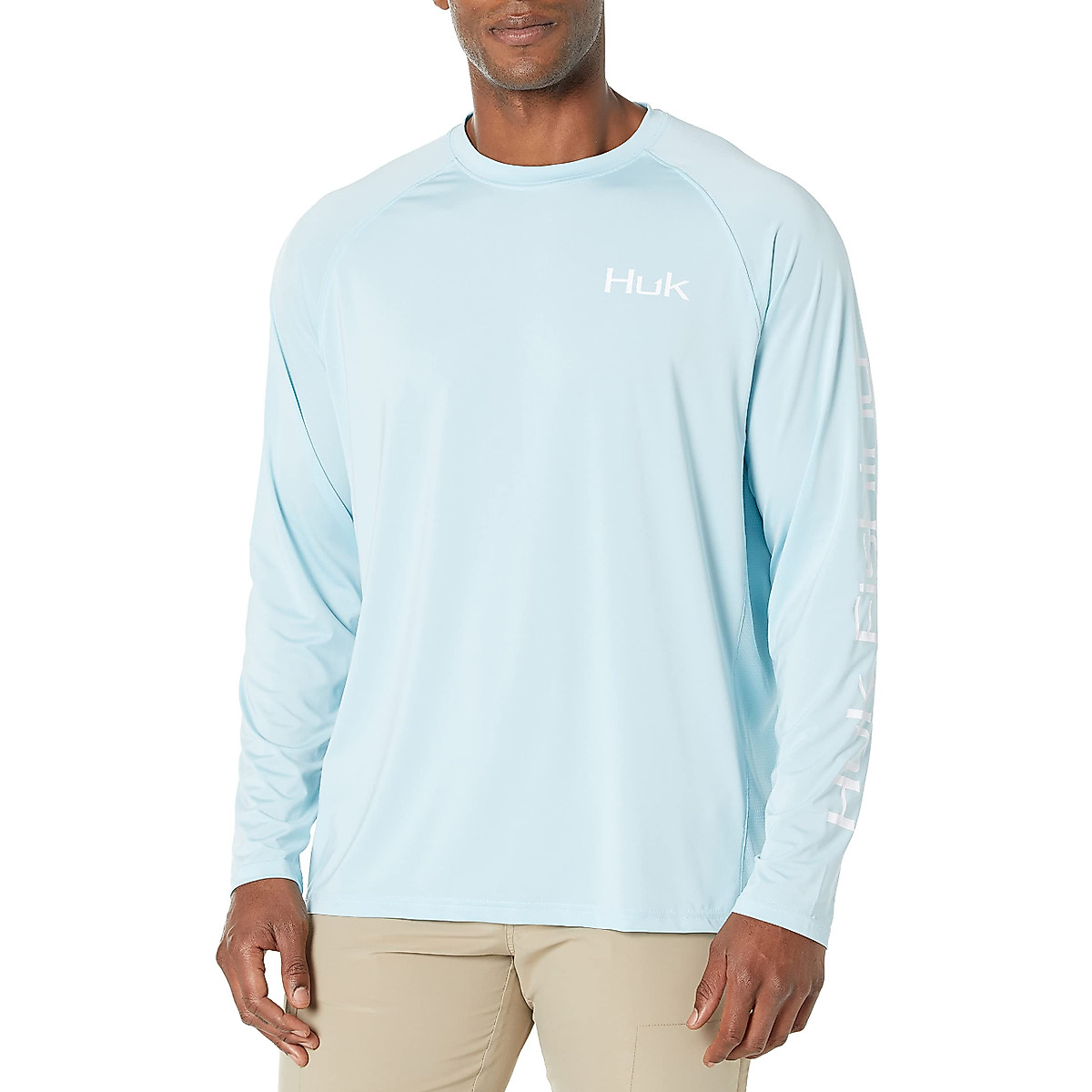 HUK Men's Pursuit Long Sleeve Sun Protecting Fishing Shirt, Bass-Ice Blue, X-Large