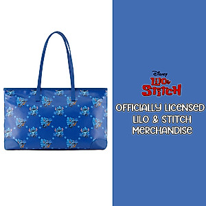 Disney Lilo and Stitch Tote bag - Girls, Boys, Teens, Adults - Stitch Faux PU Leather Cosplay Tote Handbag with Zipper Pouch