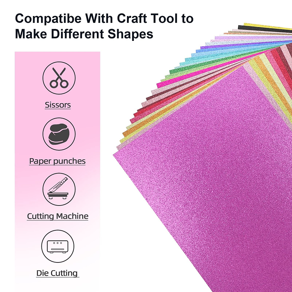 100 lb Heavy Double Sided Colorful Glitter Paper Cardstock 30 Colors 8.5x11 300gsm Thick Pastel Sparkly Card Stock for Cricut Card Making Paper Crafting