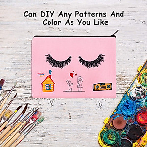 18 Pieces Eyelash Cosmetic Bags Canvas Lash Makeup Bag Travel Make up Pouches Toiletry Bag with Zipper for Women and girls (M, Pink)